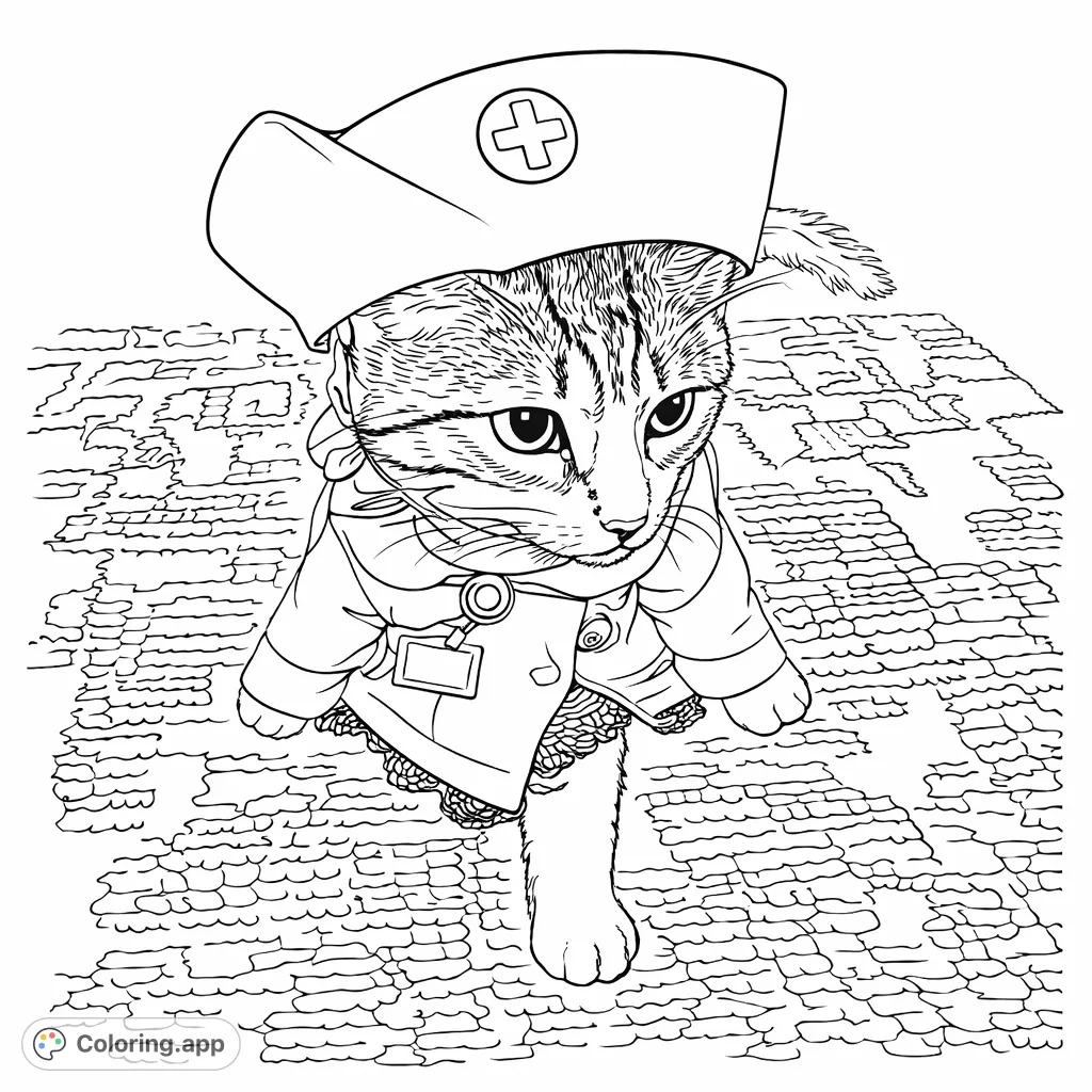 Cute Kitty Nurse Uniform - Coloring.app