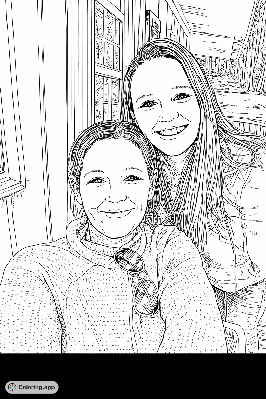 Joyful Friends Portrait - Coloring.app