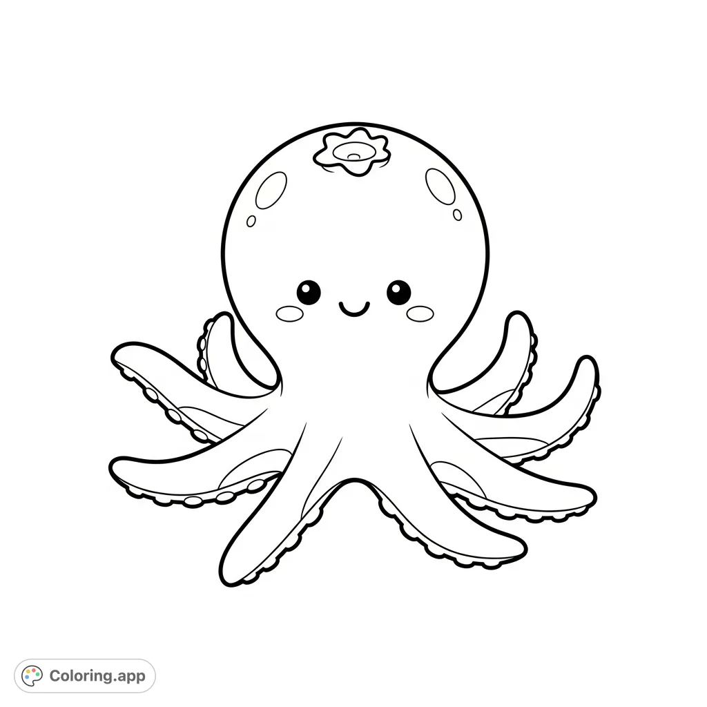 Smiling Blueberry Octopus Friend - Coloring.app