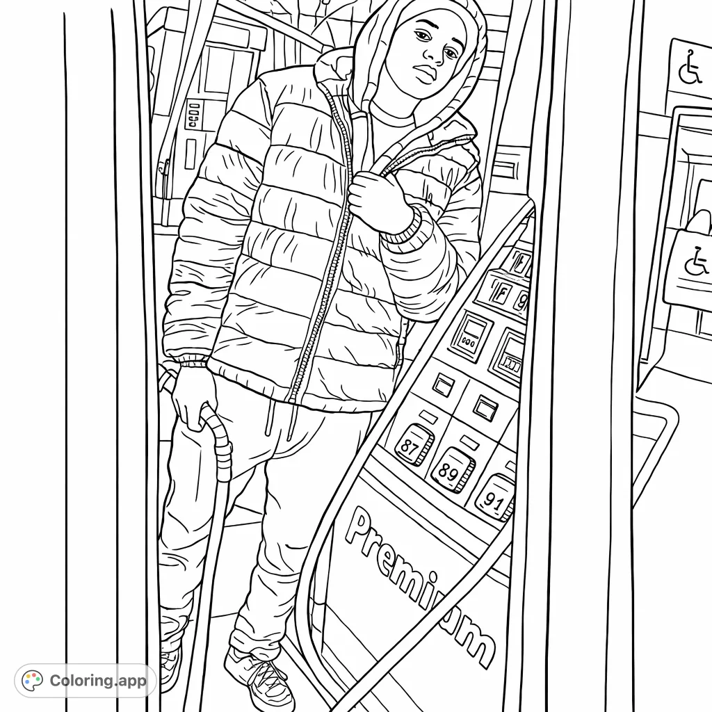 Fuel Station Youth Portrait - Coloring.app