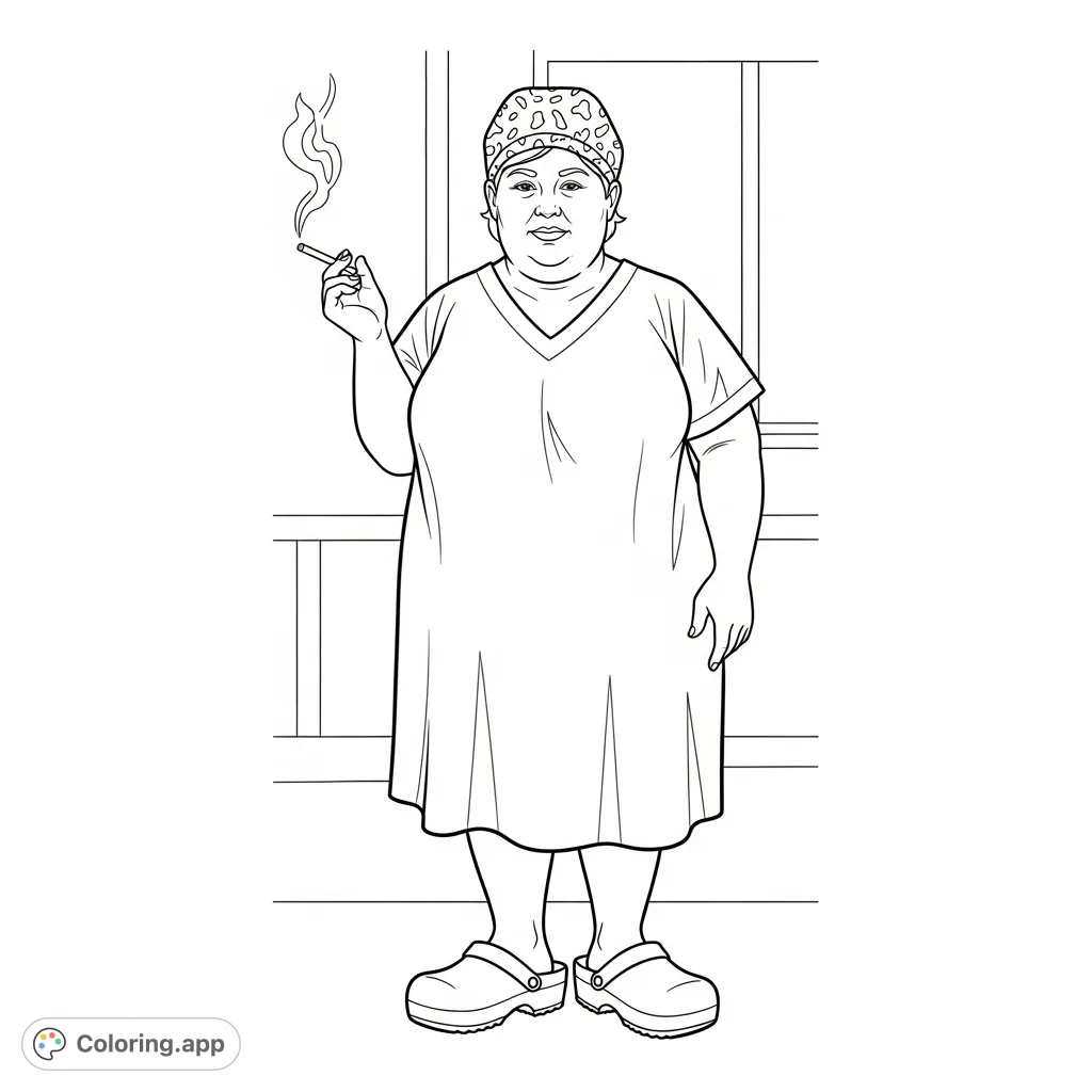 Smoking Scrub Nurse - Coloring.app