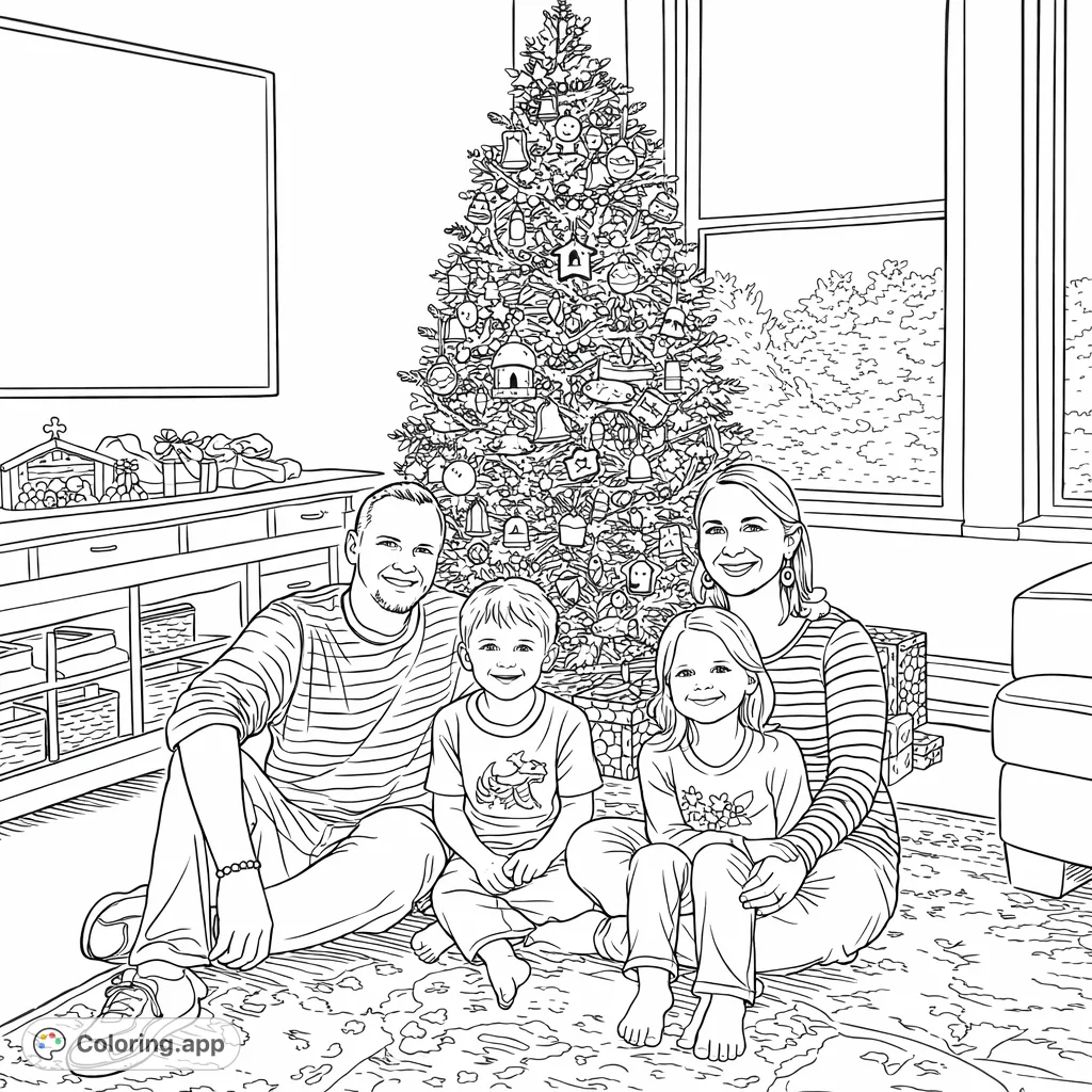 Joyful Holiday Family Portrait - Coloring.app