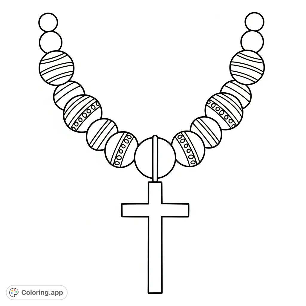 African Bead Necklace Cross - Coloring.app