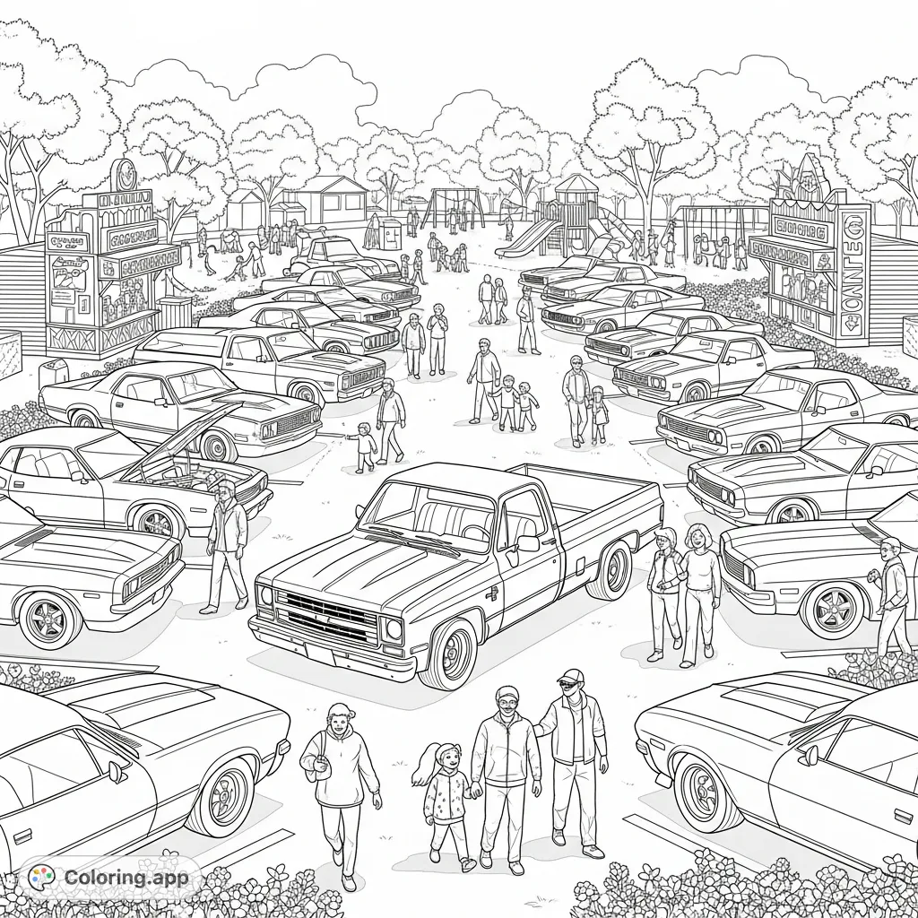 Classic Car Show Spring Day - Coloring.app