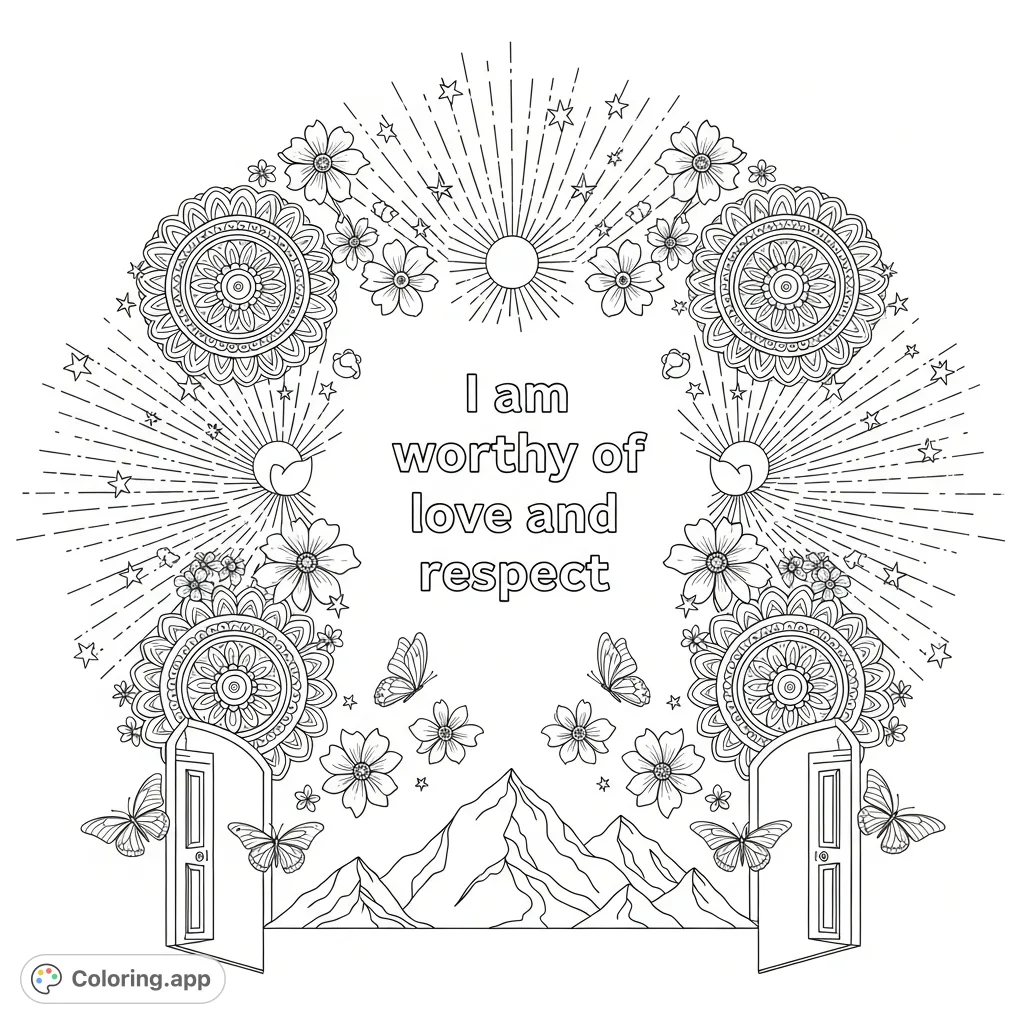 Spiritual Affirmation Mandala - Coloring.app