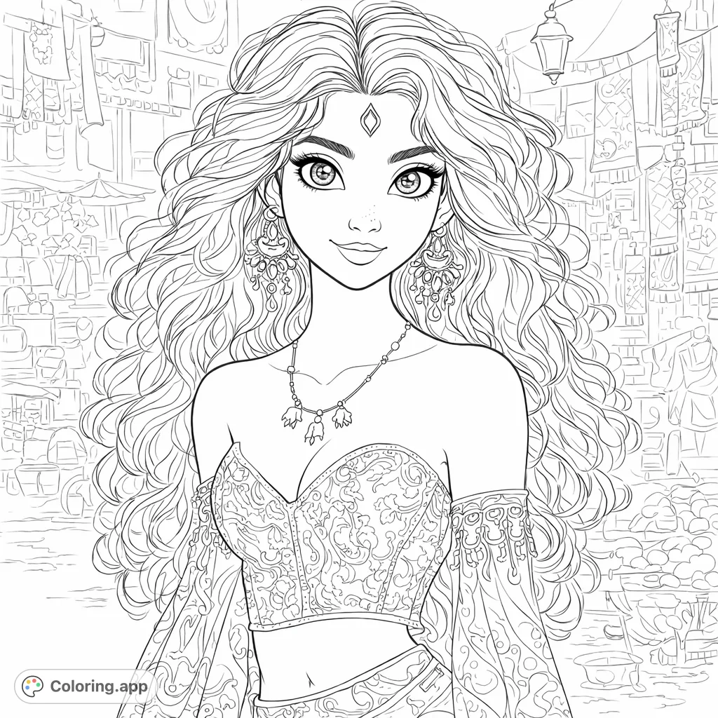 Marketplace Princess Portrait - Coloring.app