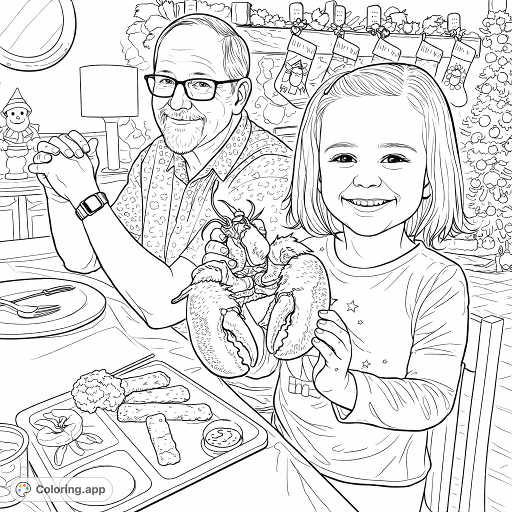 Joyful Lobster Holiday Dinner - Coloring.app