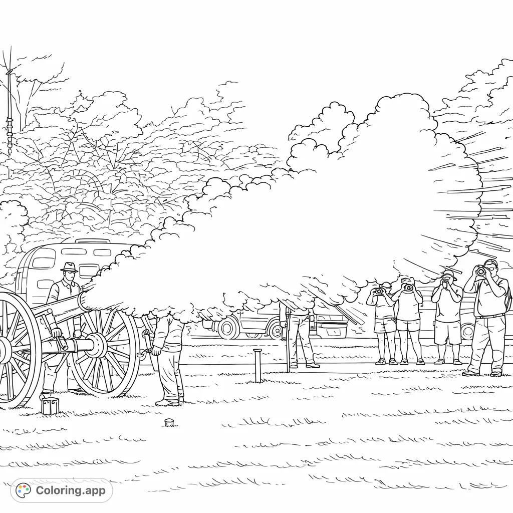 Historic Cannon Blast - Coloring.app