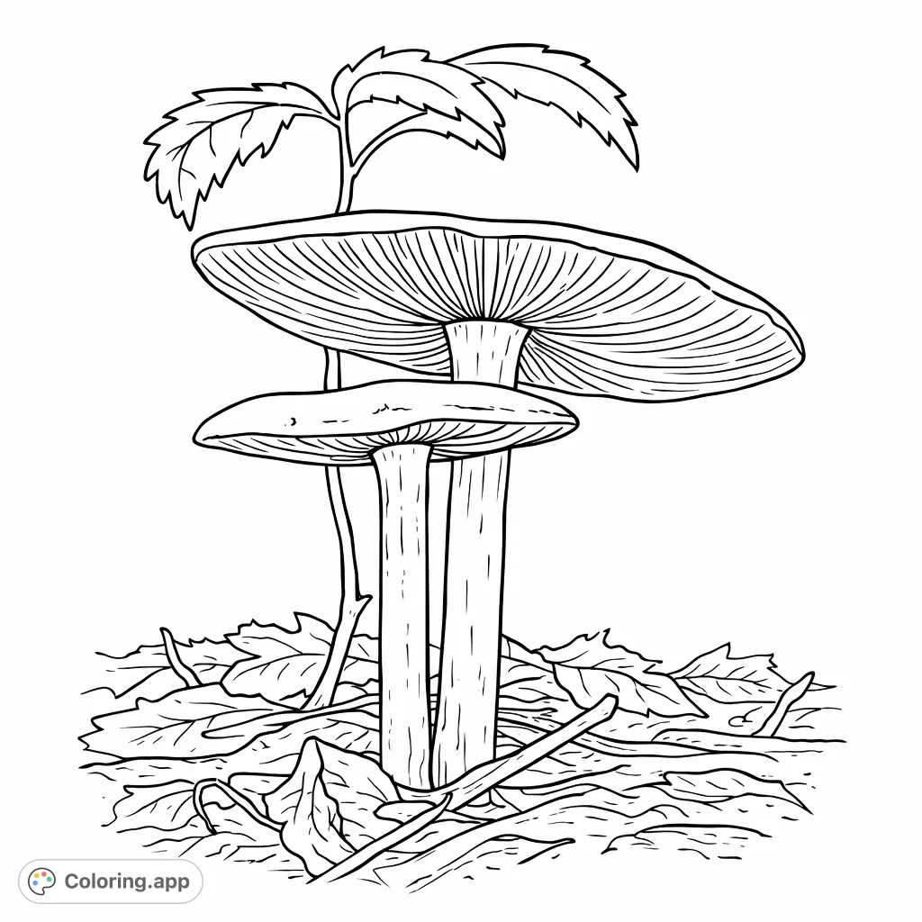 Forest Floor Mushrooms - Coloring.app