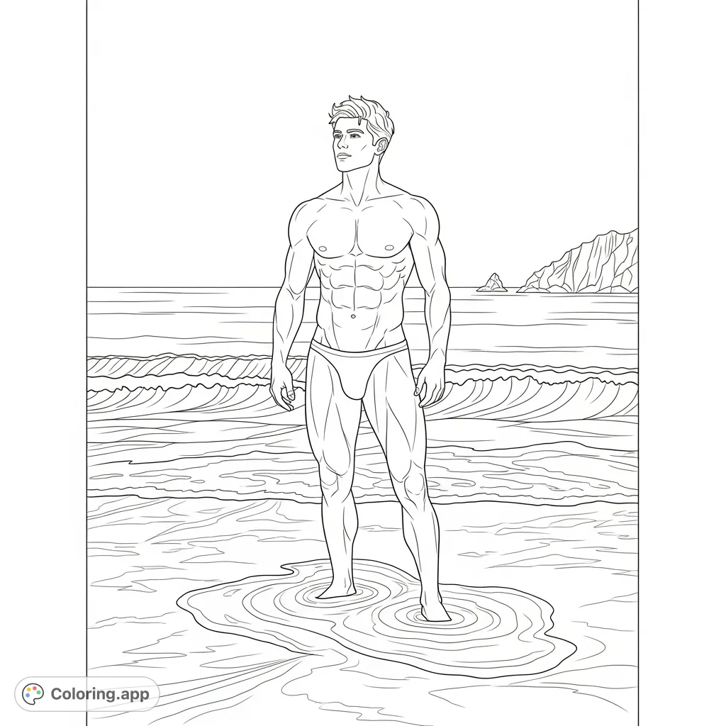 Secluded Beach Figure - Coloring.app