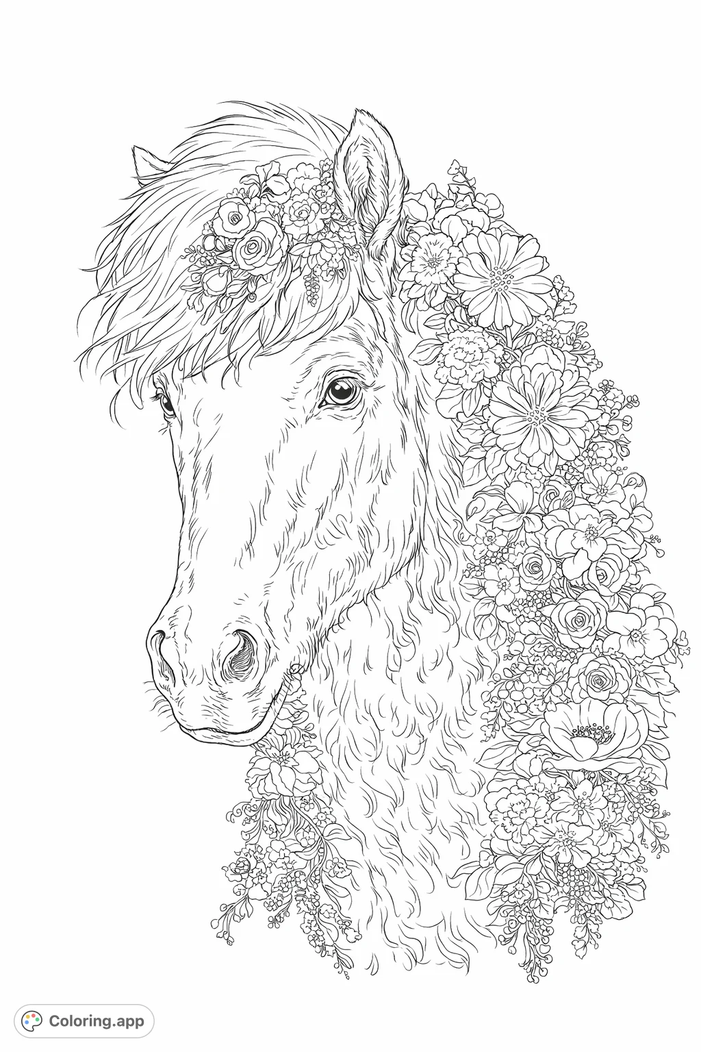 Blossom Mane Horse - Coloring.app