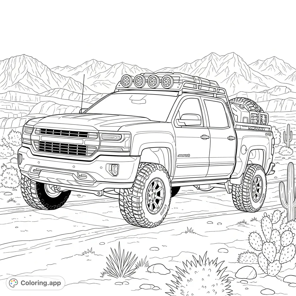 Silverado Overland Adventure Truck - Coloring.app