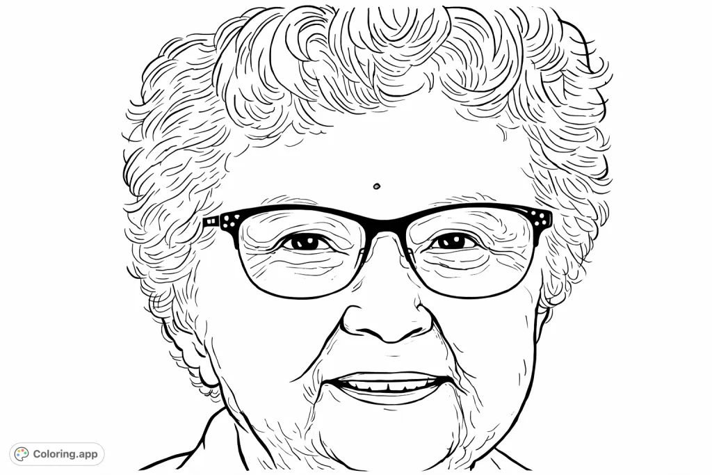 Elderly Portrait with Glasses - Coloring.app
