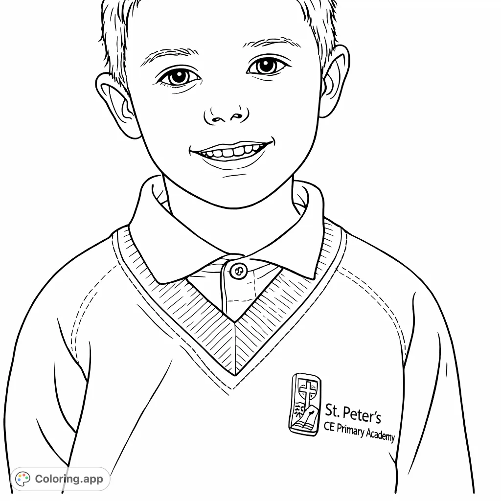 Young Boy School Uniform - Coloring.app