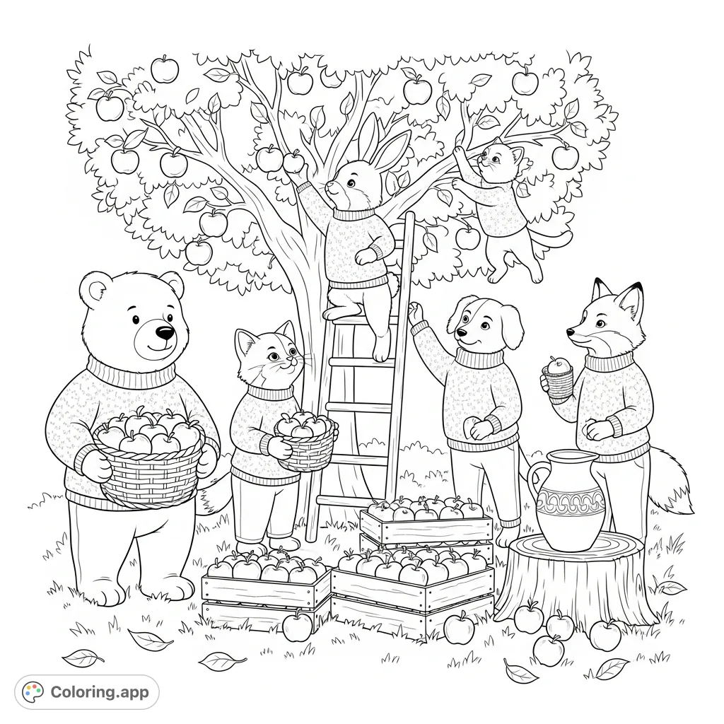 Orchard Animal Friends Harvest - Coloring.app