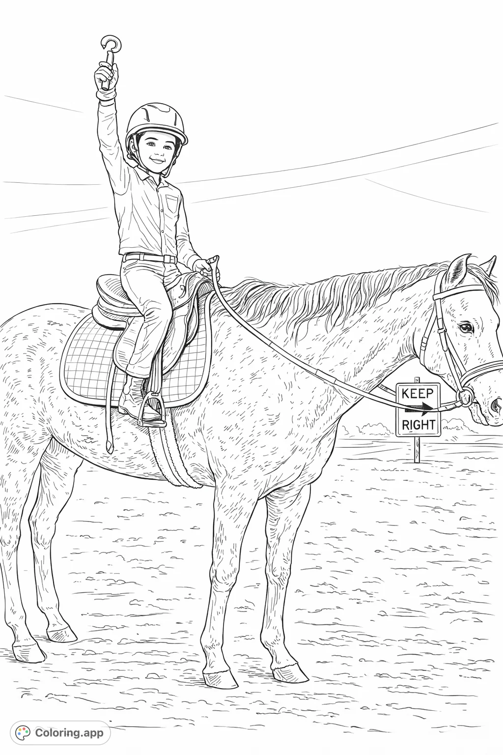 Young Rider on Spotted Horse - Coloring.app
