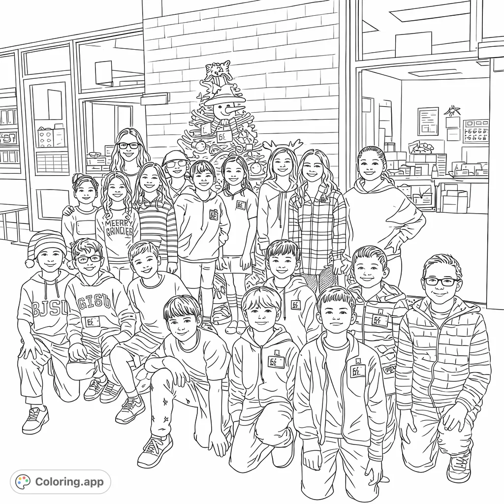 Festive Group Celebration Kids - Coloring.app