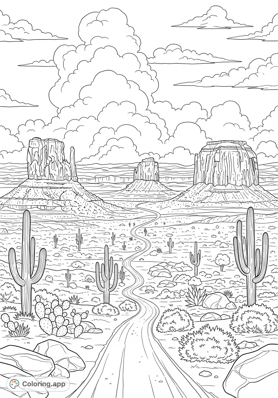 Monument Valley Desert Landscape - Coloring.app