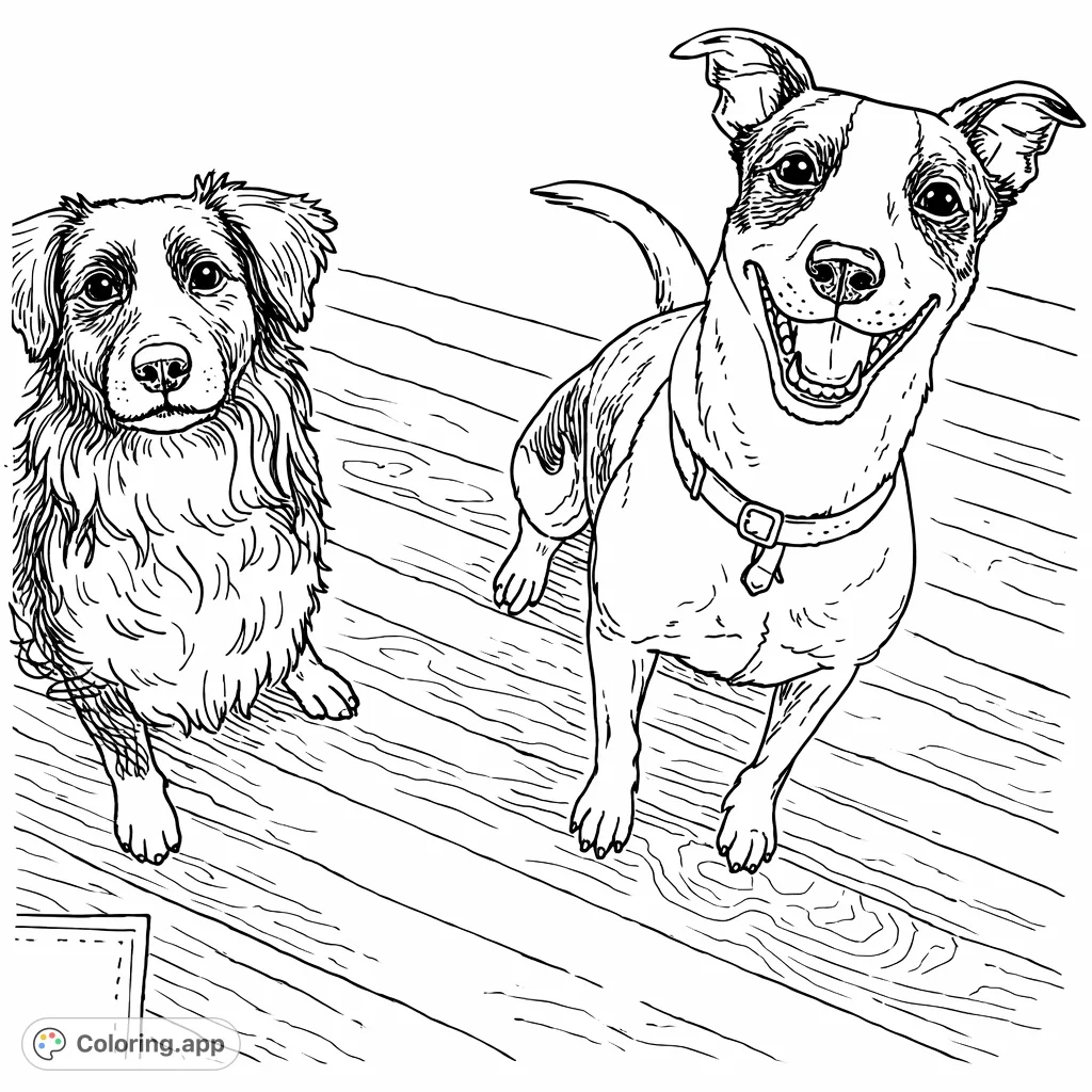 Two Happy Dogs - Coloring.app