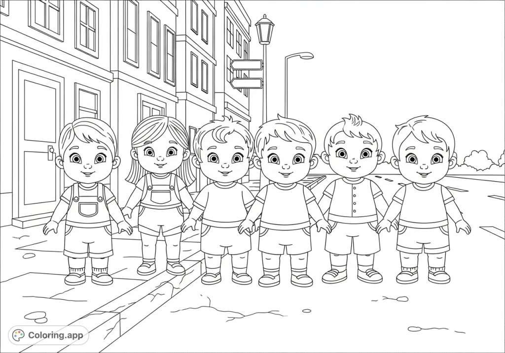 Babies on City Street - Coloring.app