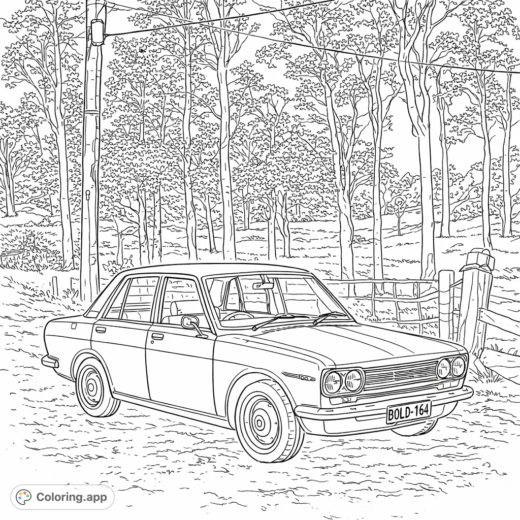 Classic Sedan Country Drive - Coloring.app
