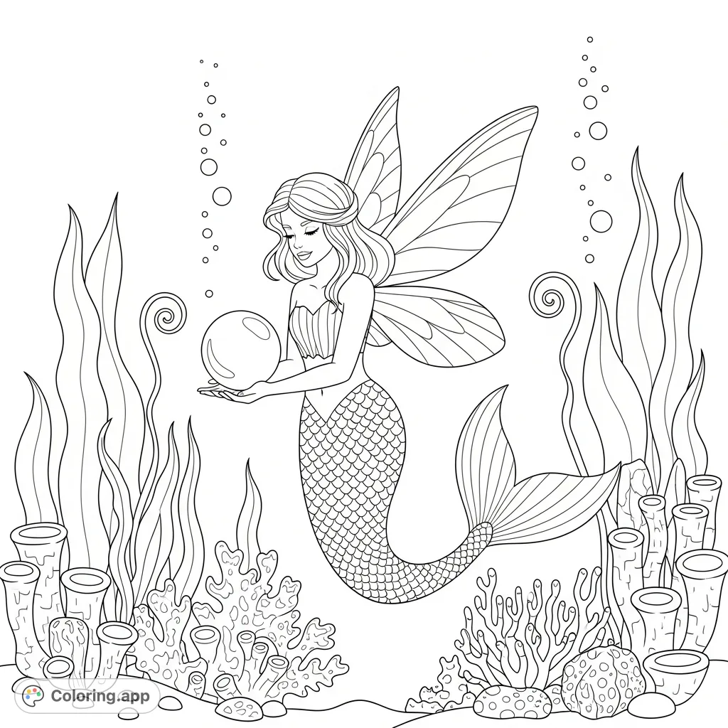 Mermaid Fairy's Enchanting Pearl - Coloring.app