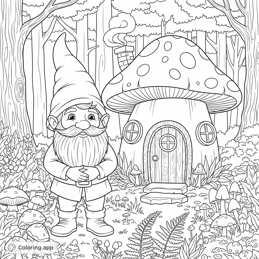 Enchanted Forest Gnome - Coloring.app