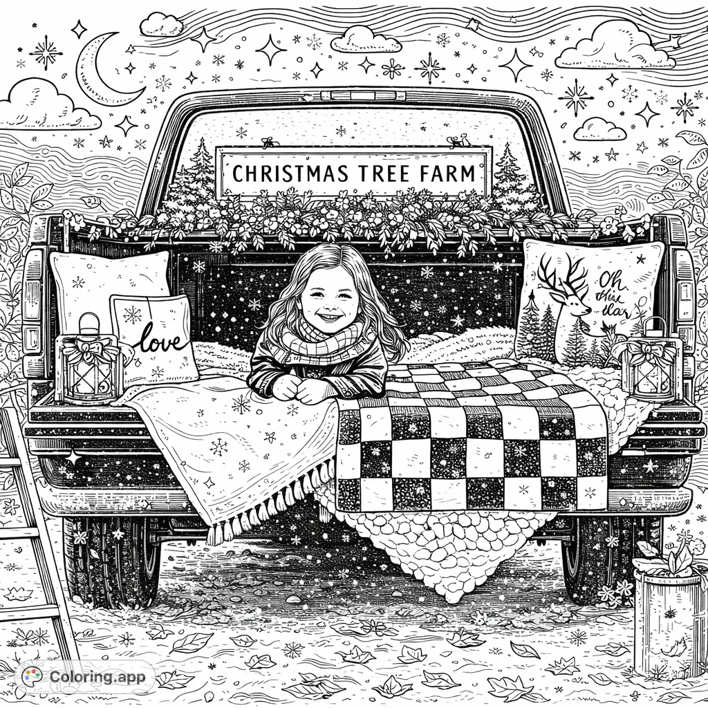 Vintage Christmas Tree Farm - Coloring.app