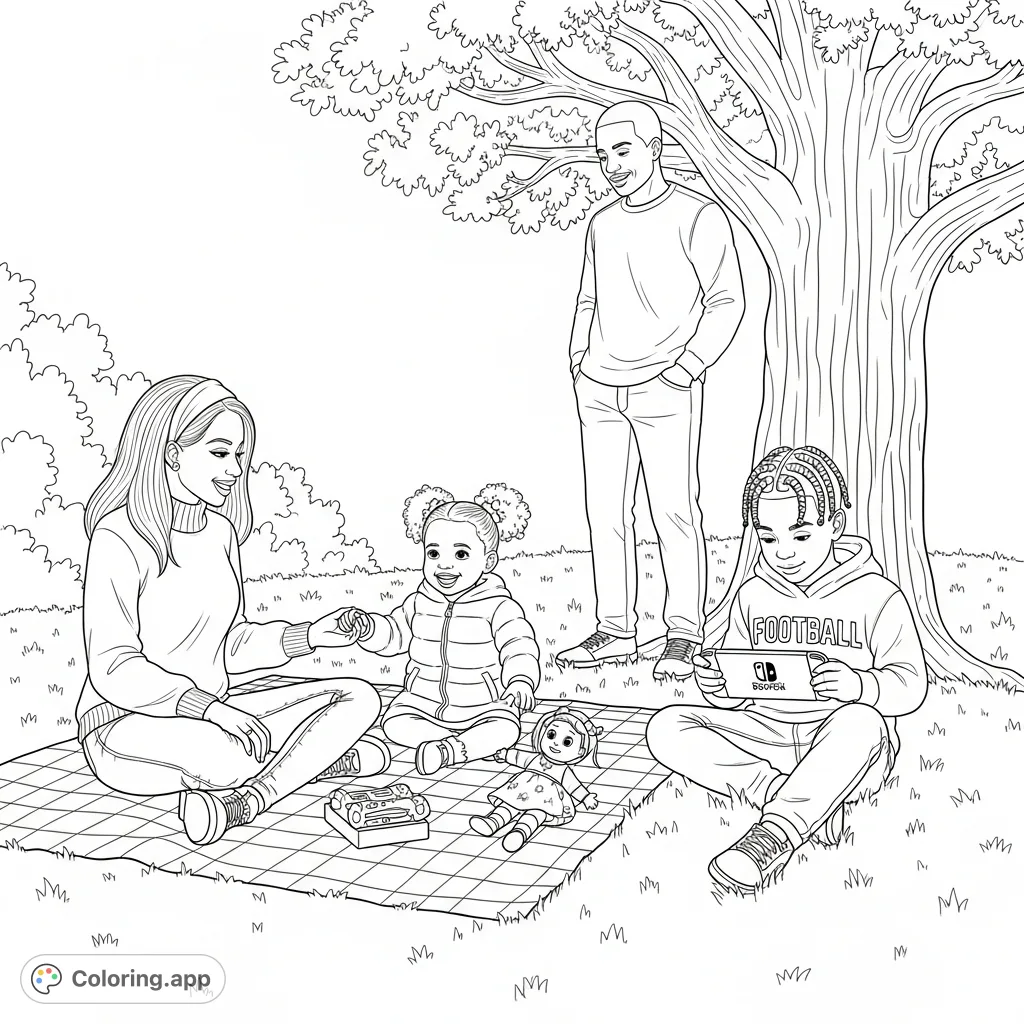 Family Fun in the Park - Coloring.app