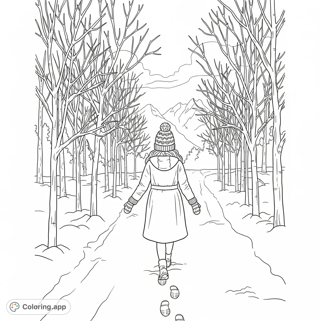 Winter Forest Path - Coloring.app