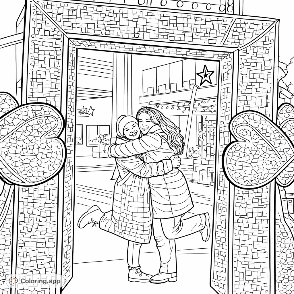 Festive Friendship Gift Scene - Coloring.app