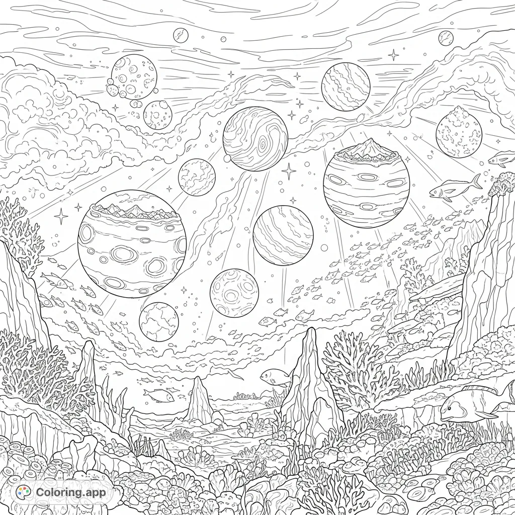 Underwater Cosmic Deep Sea - Coloring.app