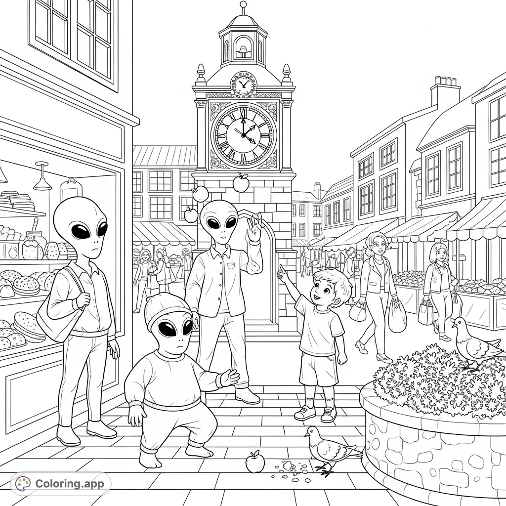 Town Square Intergalactic Meeting - Coloring.app