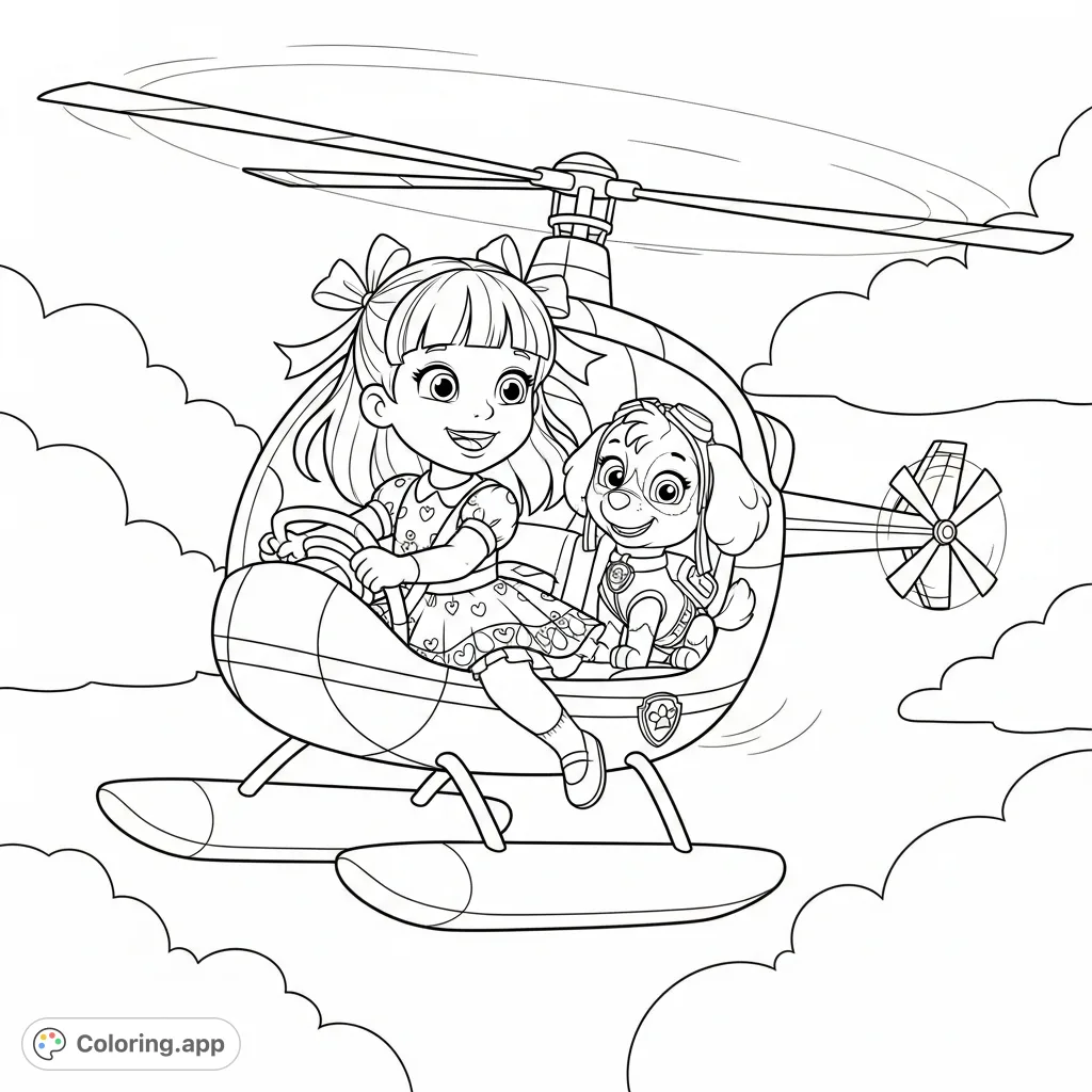 Girl and Skye's Helicopter Adventure - Coloring.app
