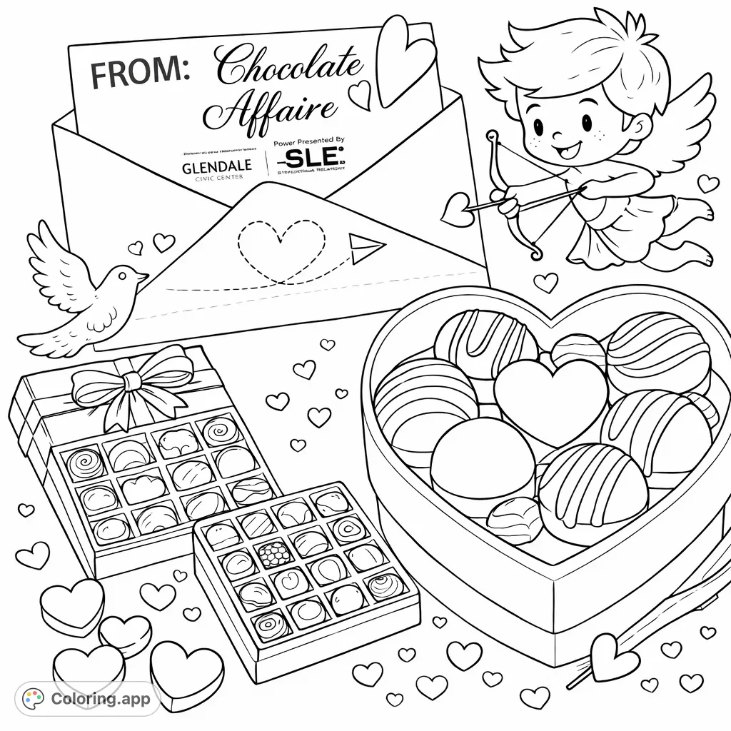 Cupid's Valentine Chocolate Delights - Coloring.app