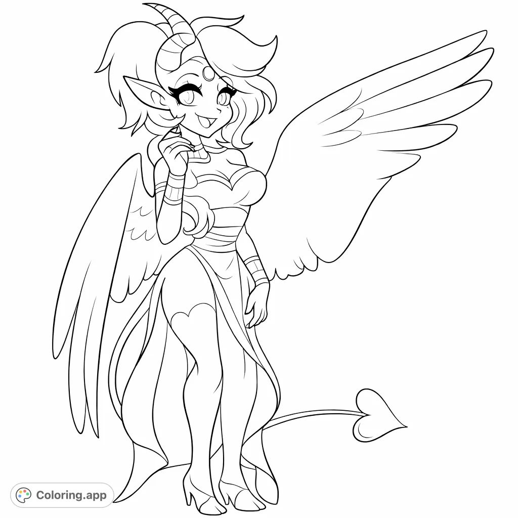 Winged Succubus Character - Coloring.app