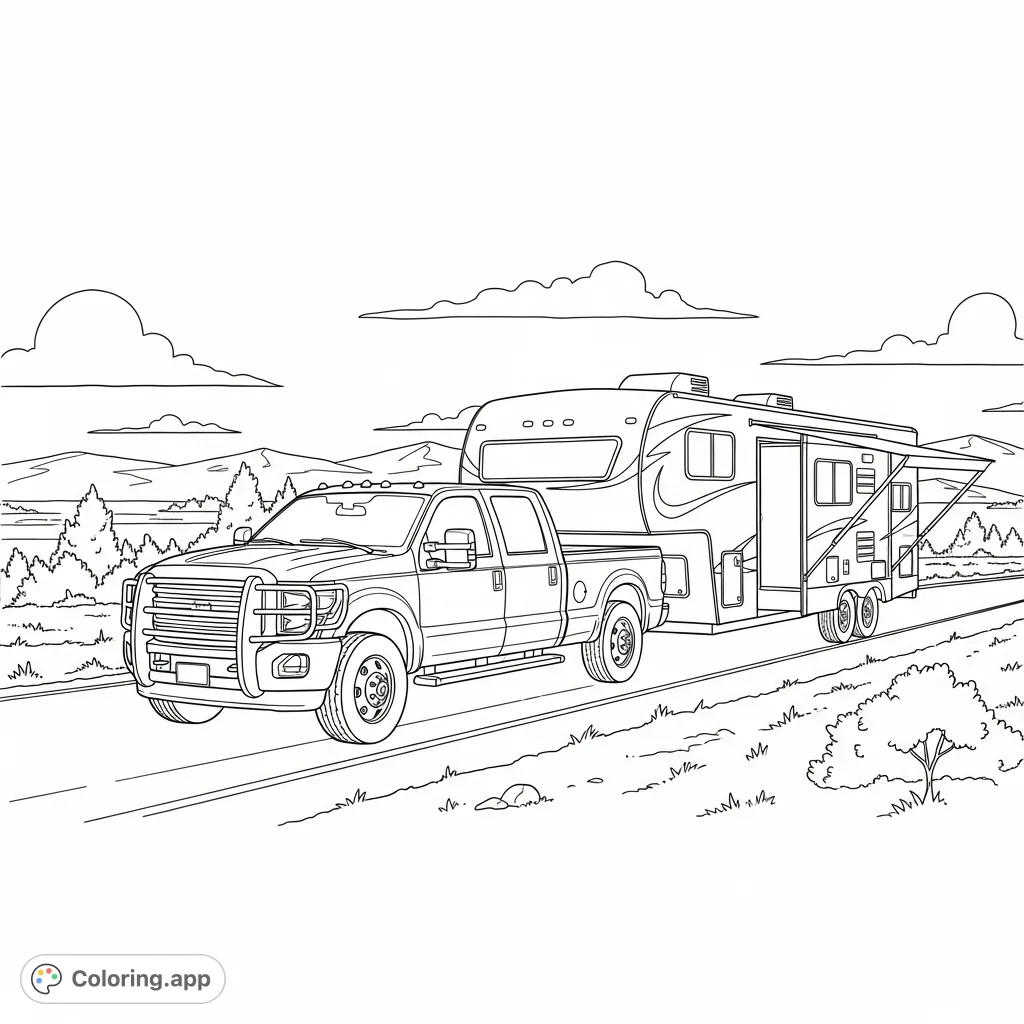 F250 Truck Camper Journey - Coloring.app
