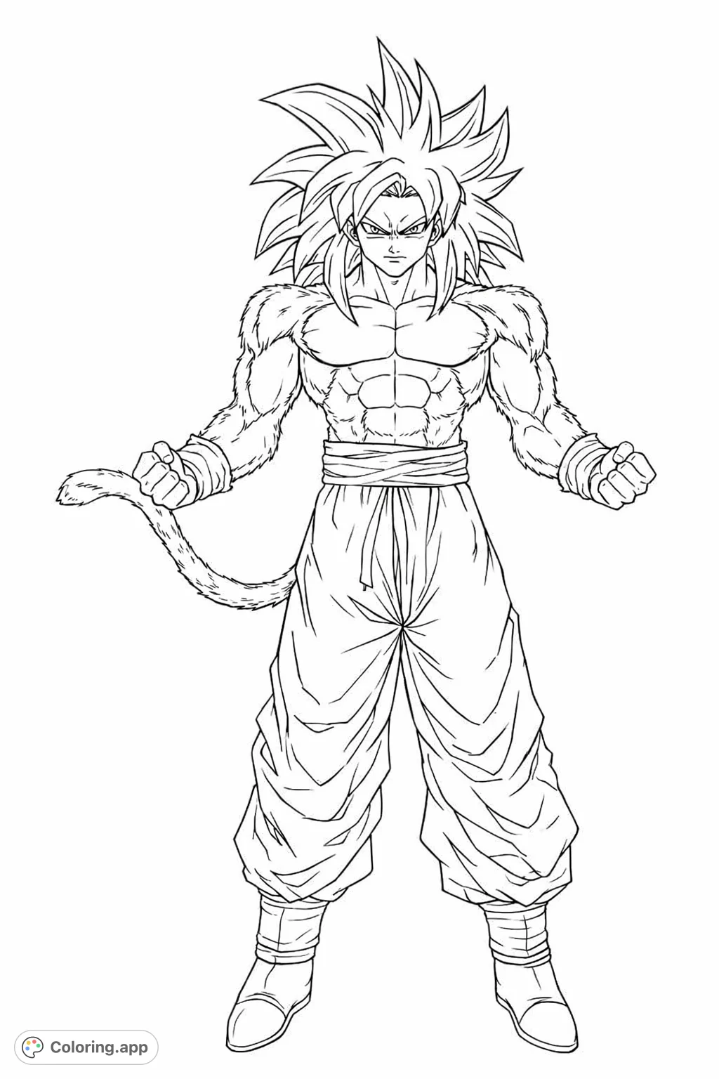 Powerful Anime Warrior Stance - Coloring.app
