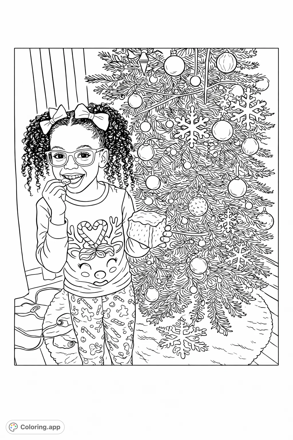 Festive Child with Gingerbread House - Coloring.app