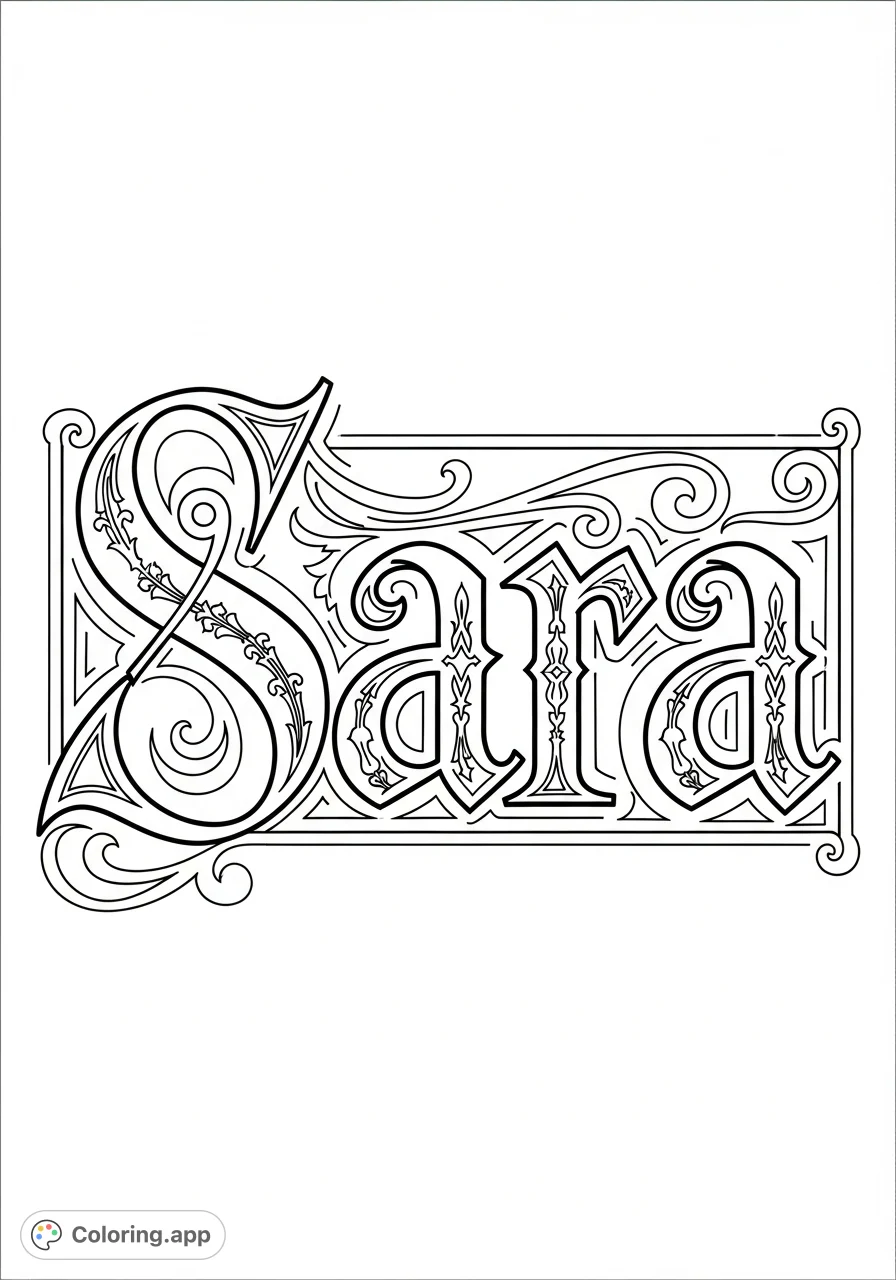Gothic Lettering Sara - Coloring.app