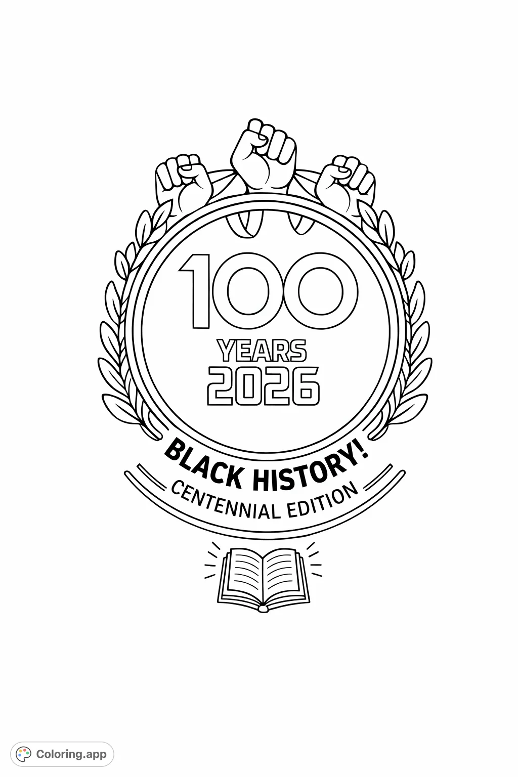 Black History Centennial Emblem - Coloring.app