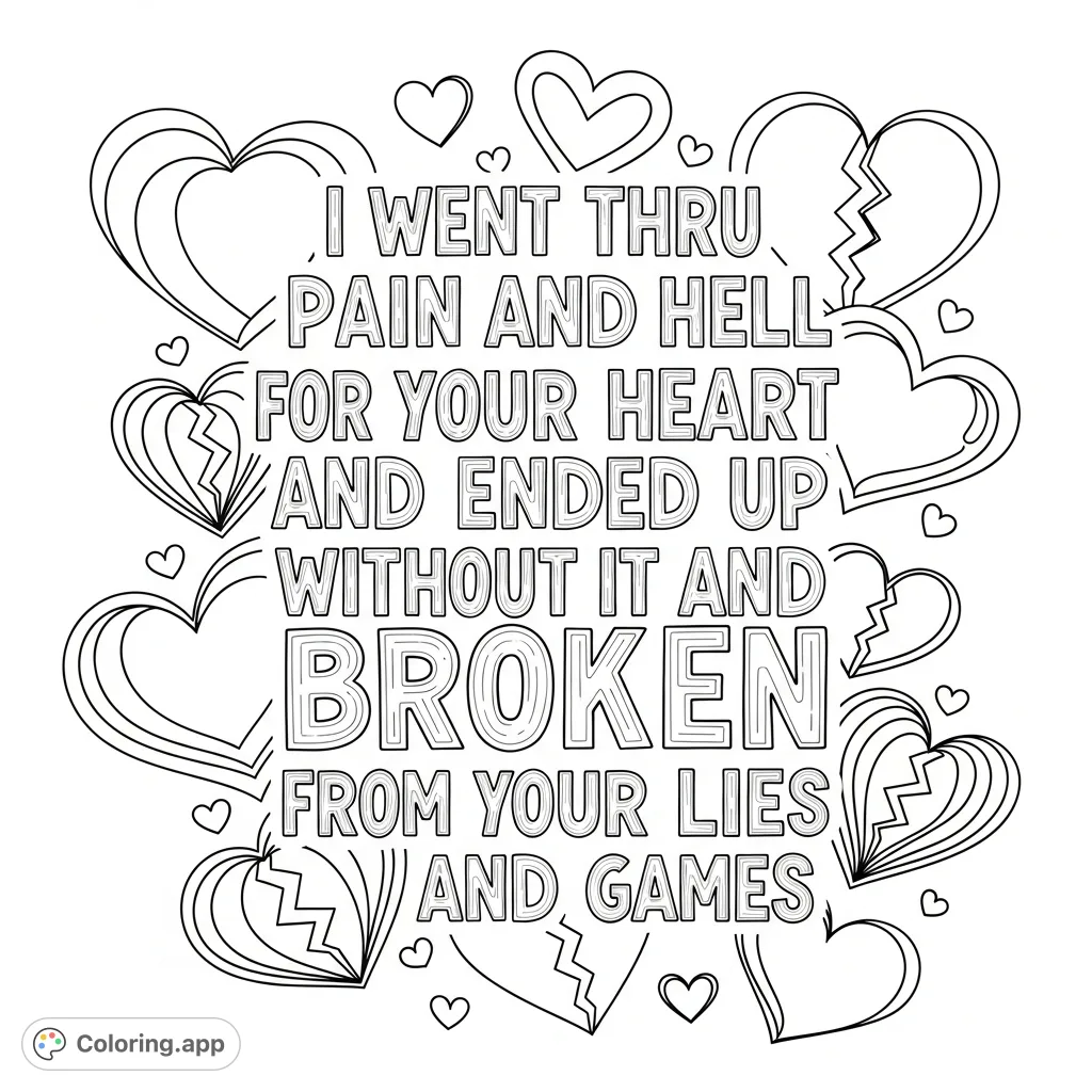 Heartbreak Message - Coloring.app