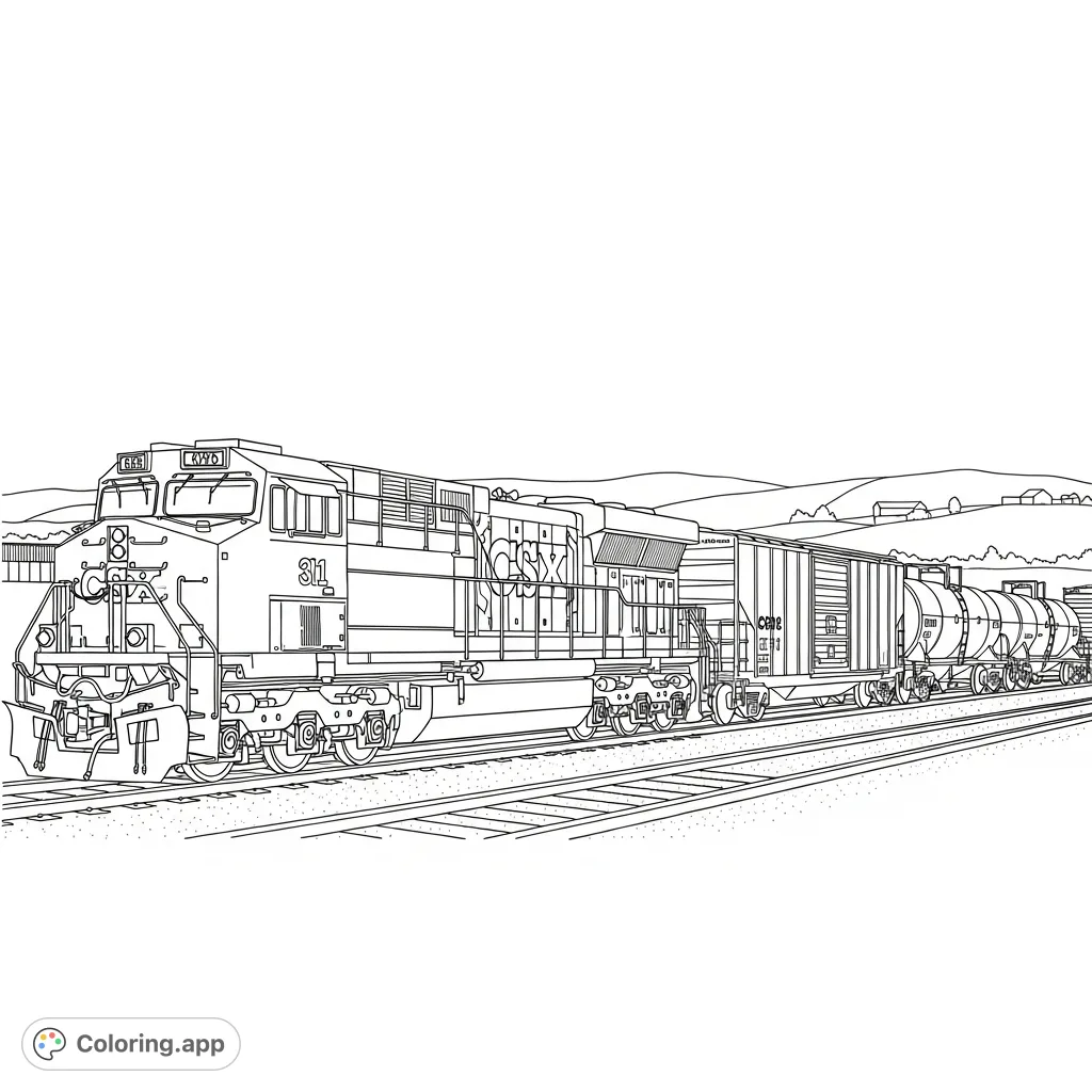 CSX Train Locomotive Profile - Coloring.app