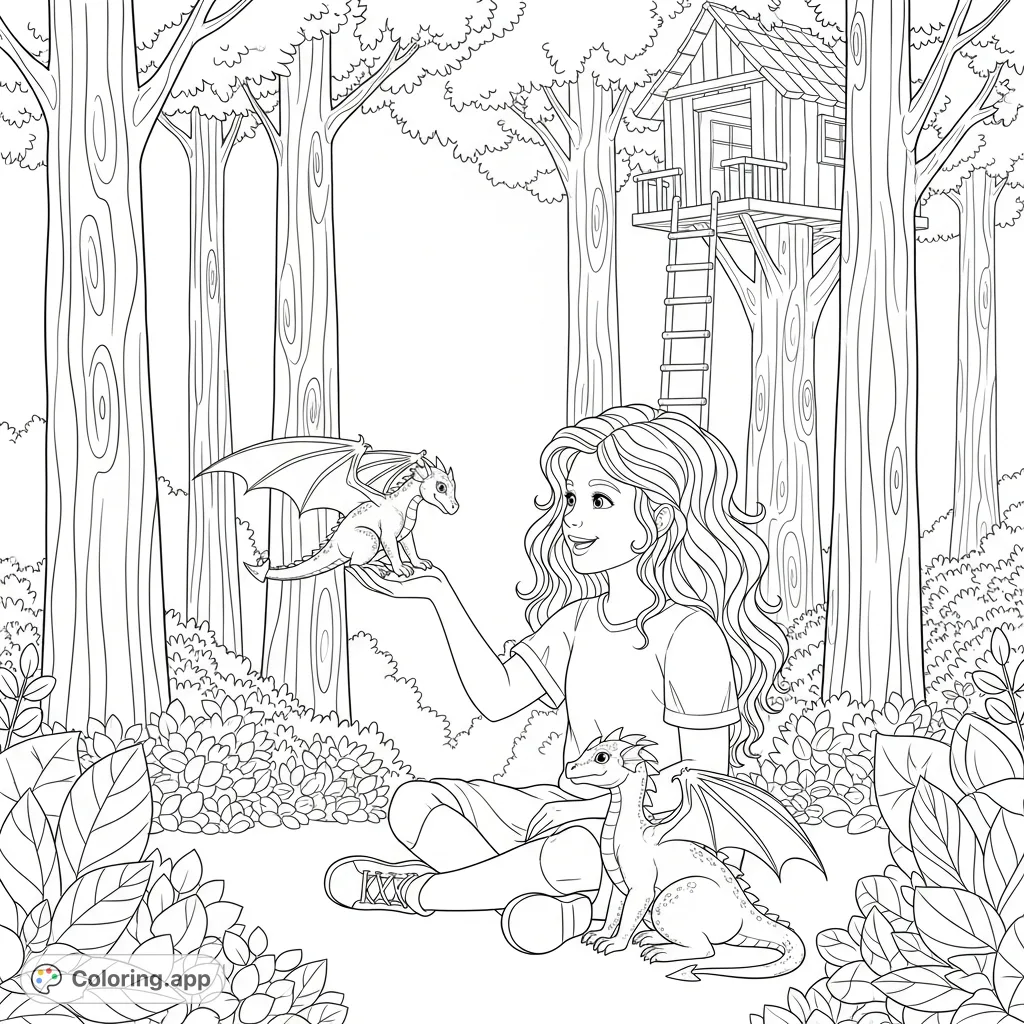 Forest Dragon Playtime - Coloring.app