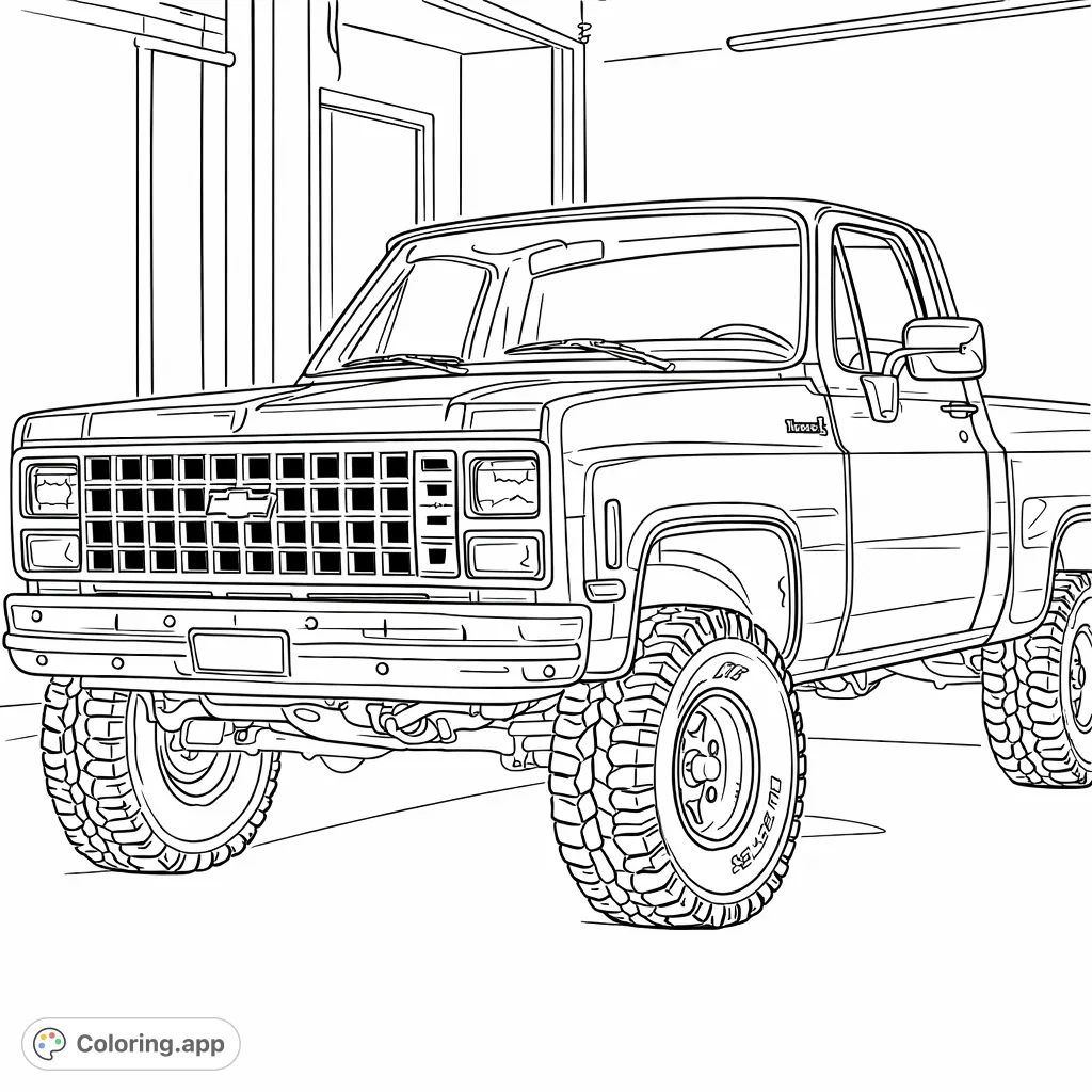 Classic Off-Road Pickup Truck - Coloring.app