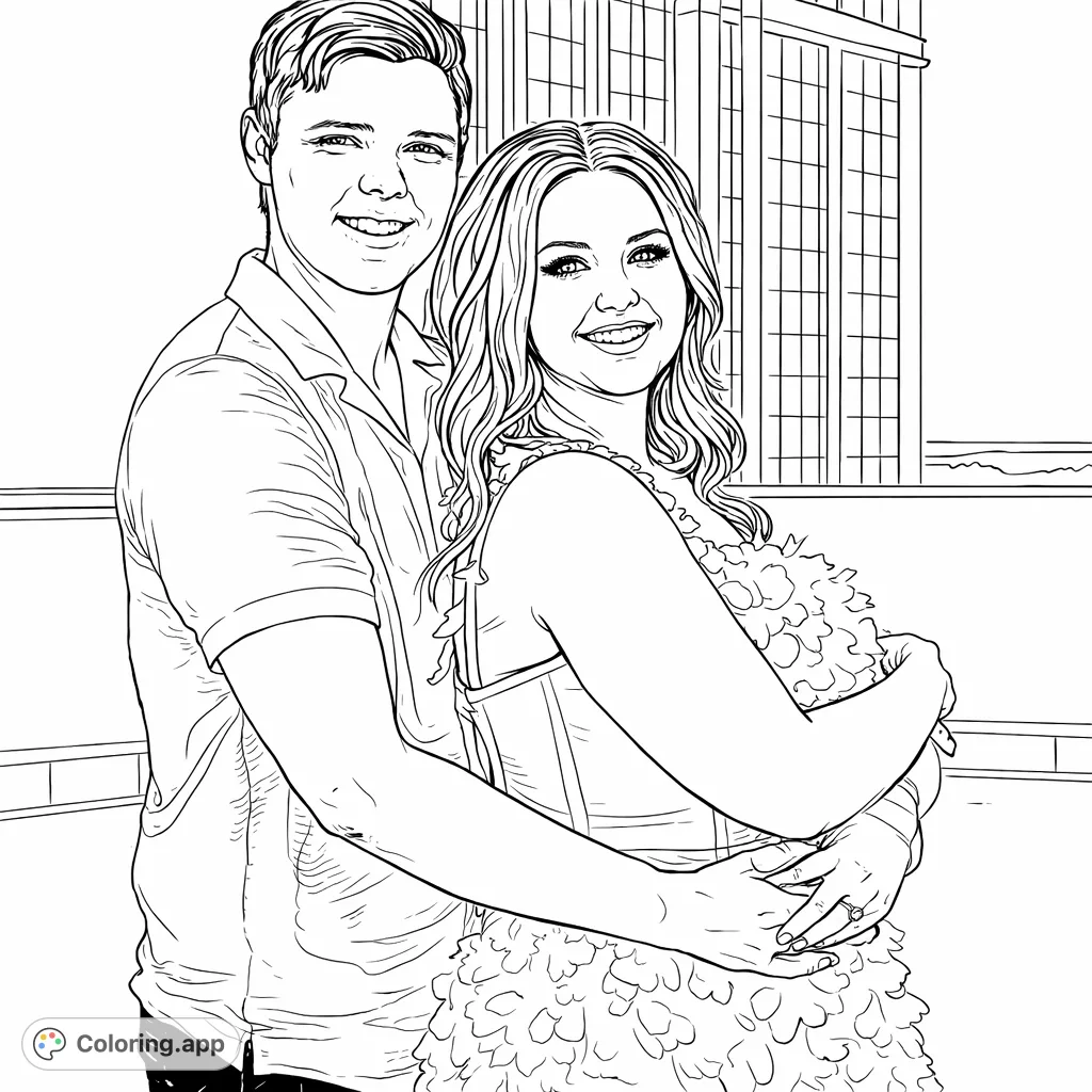 Romantic Couple Embrace - Coloring.app