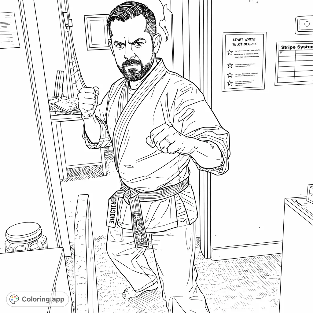 Martial Arts Ready Stance - Coloring.app