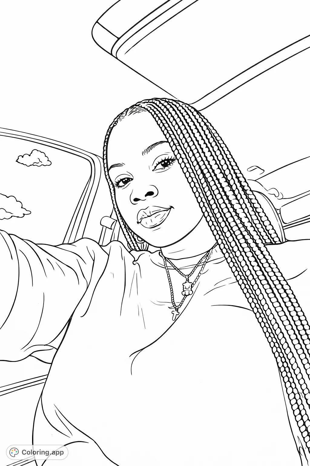 Braided Car Portrait - Coloring.app