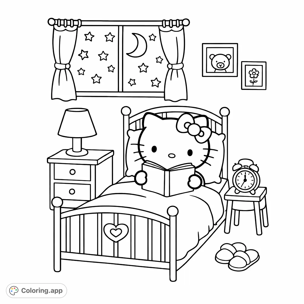 Hello Kitty Bedtime Story - Coloring.app