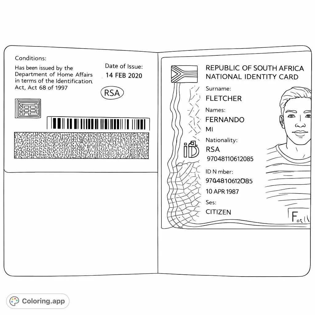 National Identity Document Layout - Coloring.app